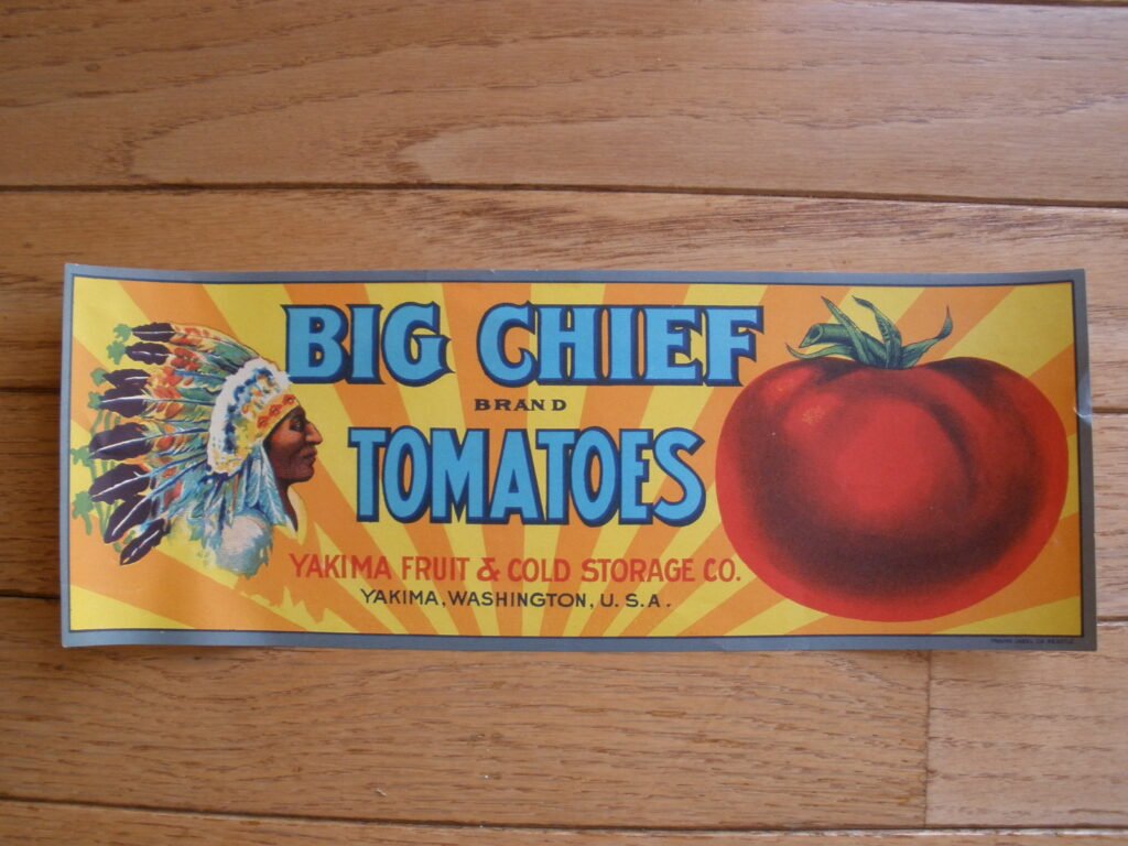 1920s BIG CHIEF TOMATOES LABEL – Yakima, Washington – SUPERNOVA ANTIQUES
