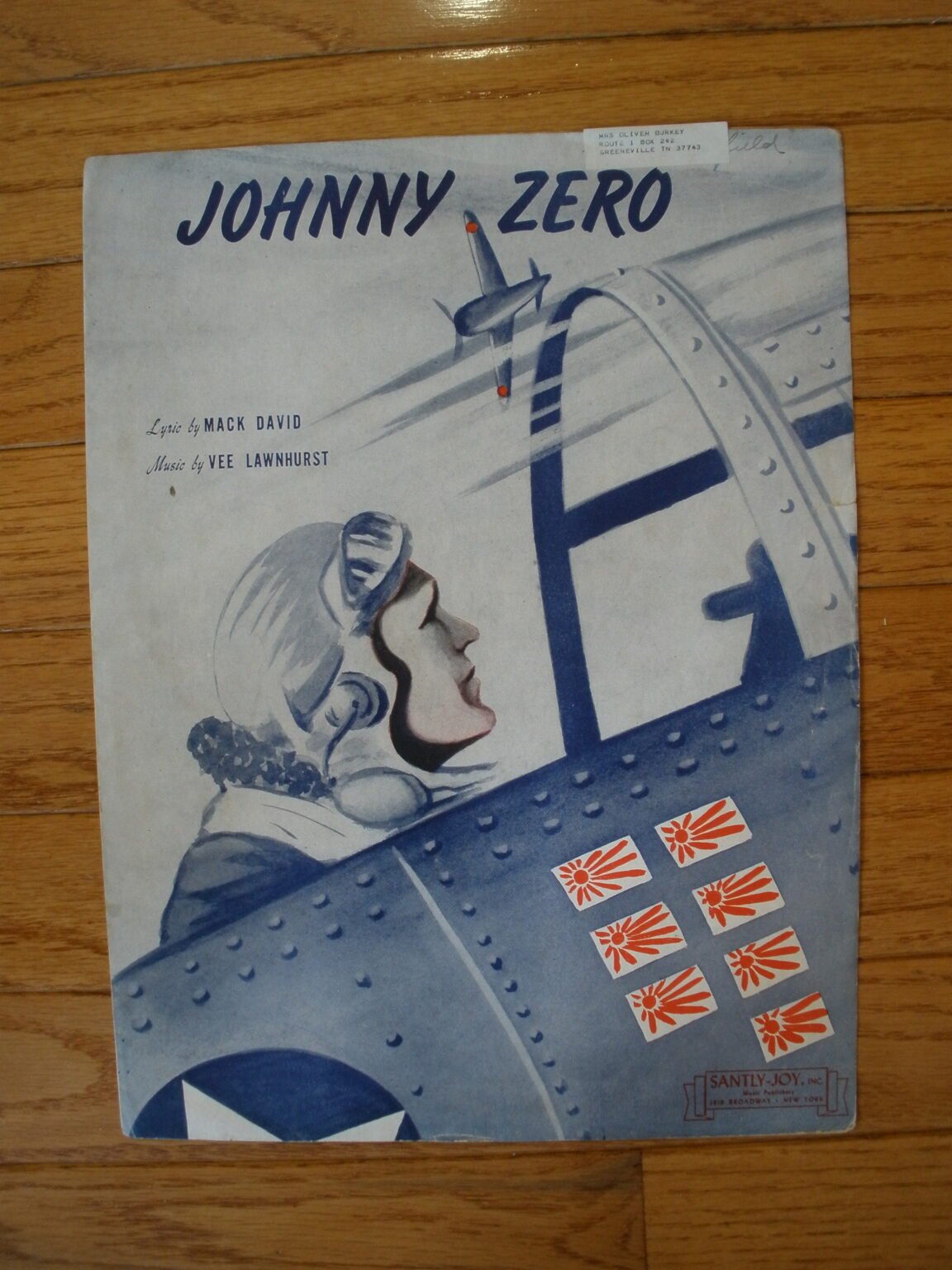 1943 “JOHNNY ZERO” SHEET MUSIC – WWII Army Air Corps – SUPERNOVA ANTIQUES