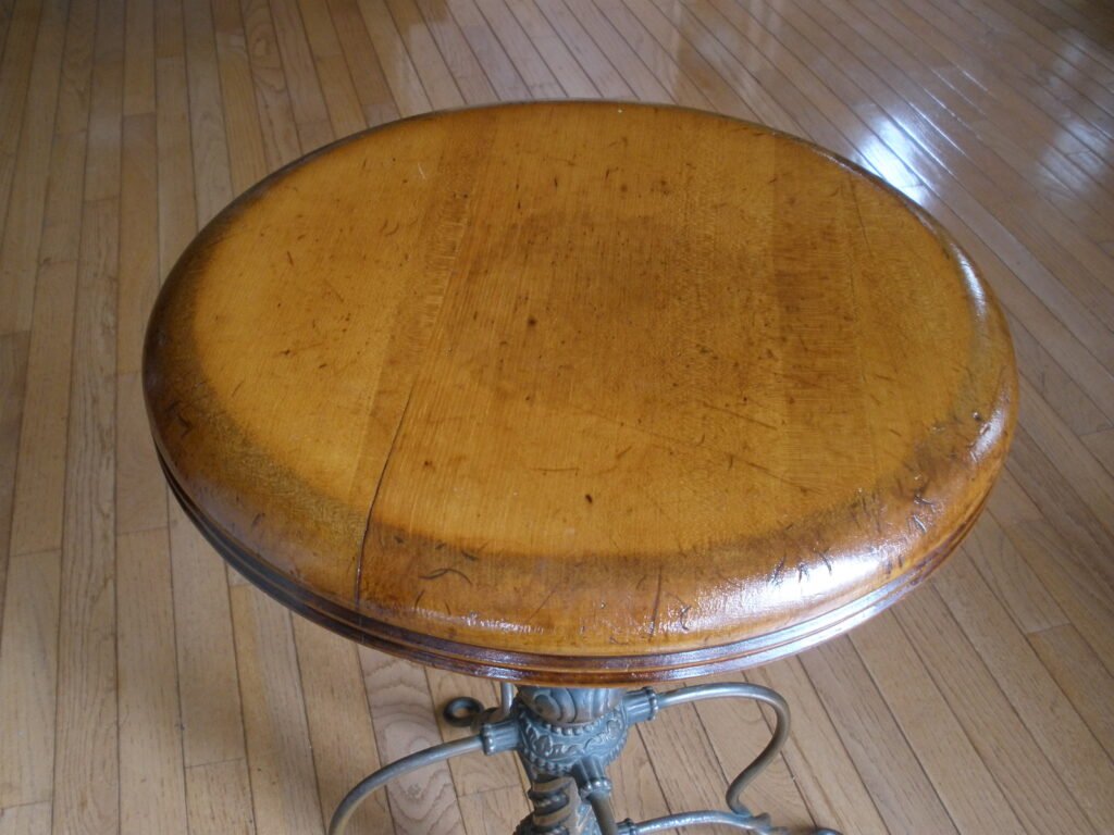 ANTIQUE ORNATE TONK PIANO STOOL – Wrought Iron Feet – Chicago ...